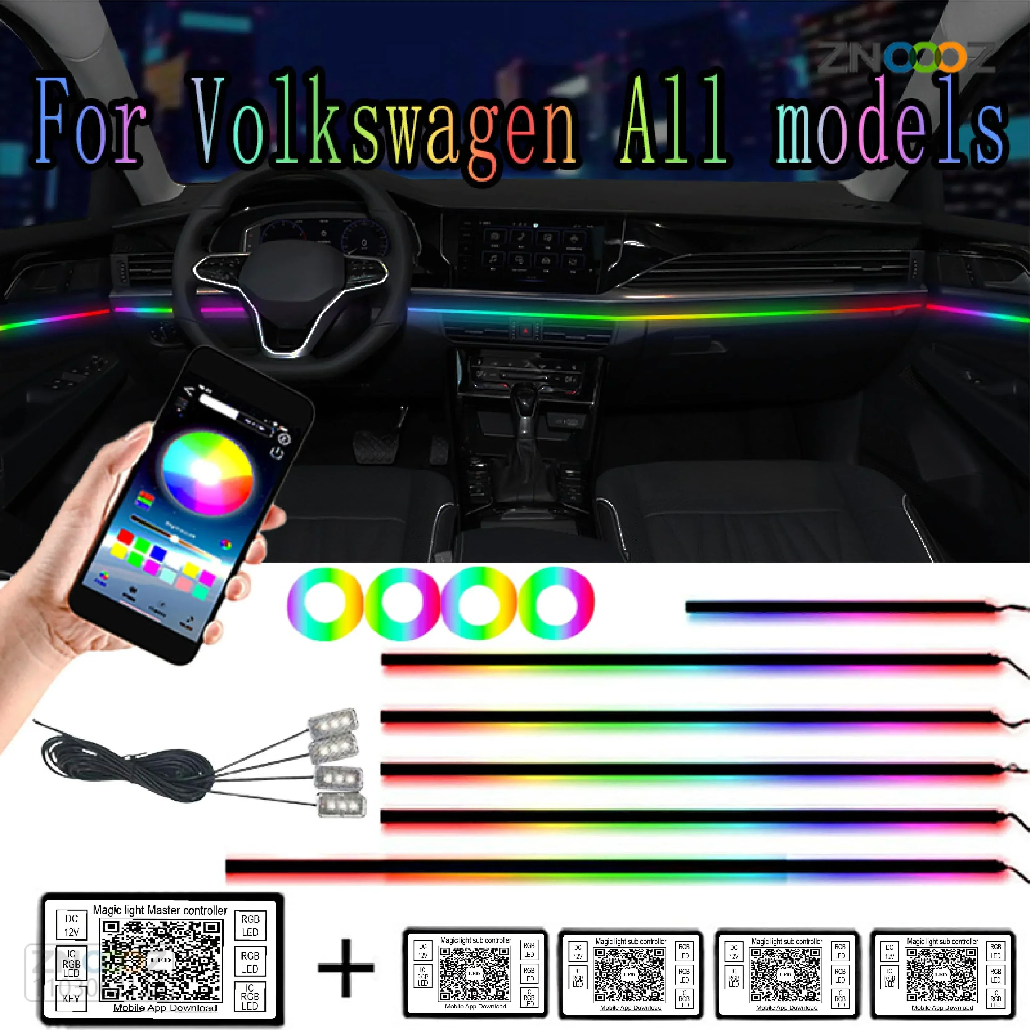 Luz-LED-de-ambiente-Interior-para-coche-iluminaci-n-RGB-Symphony-de-64 ...