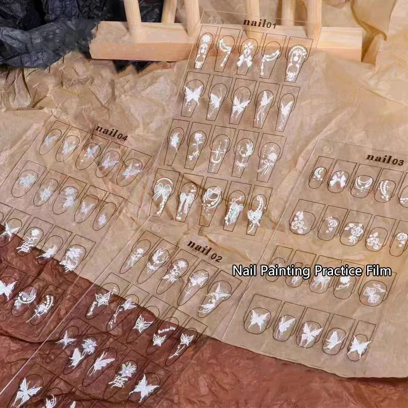 Reusable-Acrylic-Nail-Art-Painting-Practice-Paper-Nail-Art-Practice ...