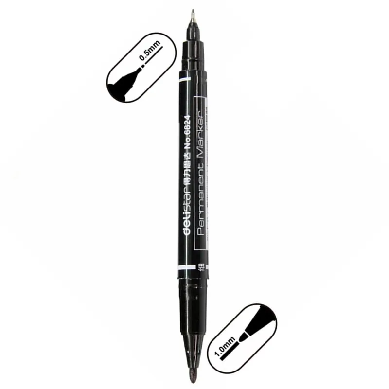 Deli 0.5/1mm Dual Tip Fine Line Marker Pen Fast Dry Permanent ...
