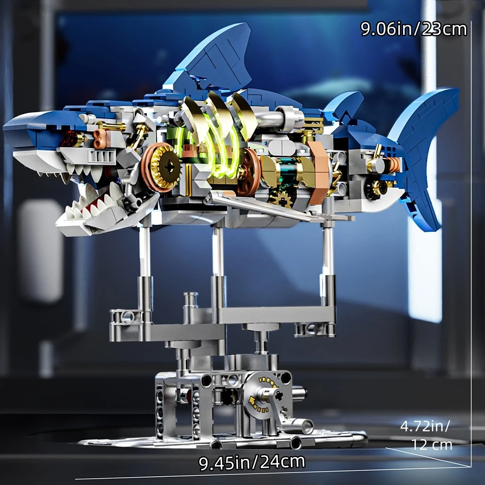 Creative-Mechanical-Shark-Sea-Animal-Life-With-Light-Display-Stand ...