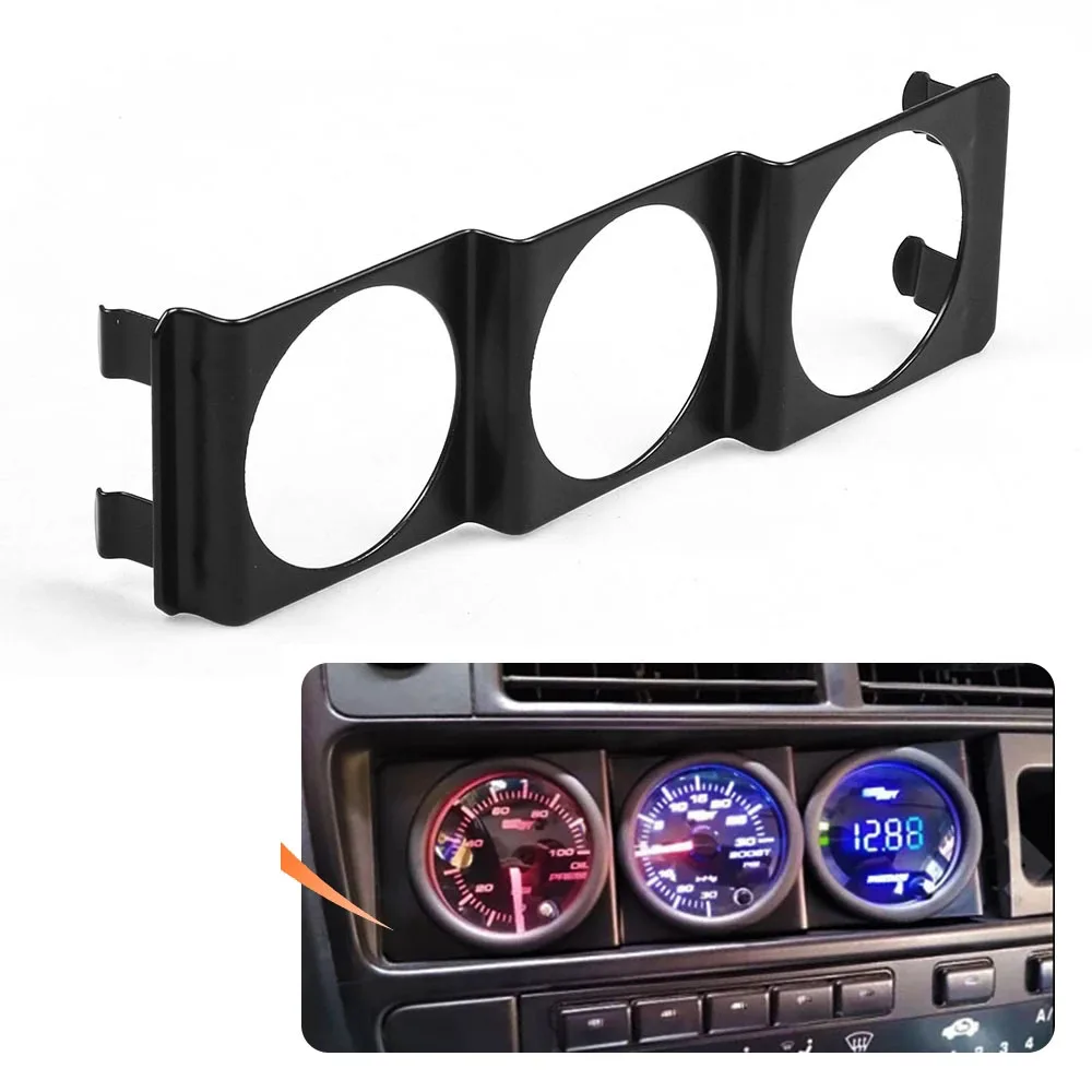Universal 52mm 3 Hole Single DIN Radio Slot Face Pod Triple Gauge Meter ...