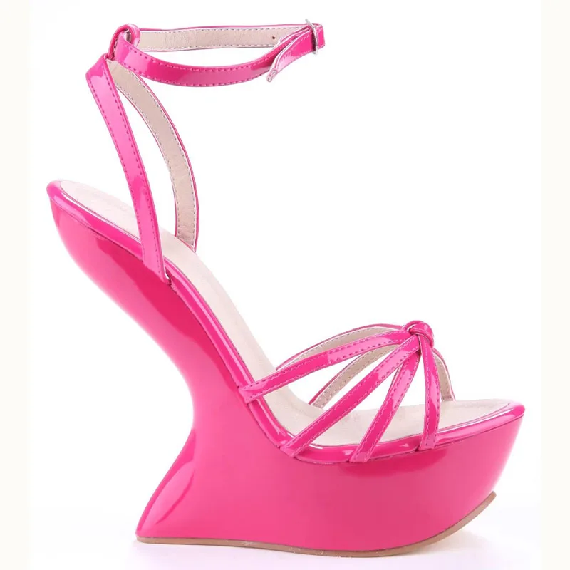 Sexy-Strange-Wedge-Heels-Platform-Sandals-Thin-Straps-Knot-Cutout-Back ...