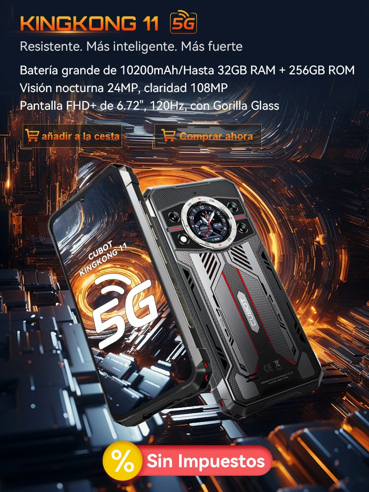 Android Smartphone 5g Cubot King Kong 11, batería 10200mAh, Dimensión ...