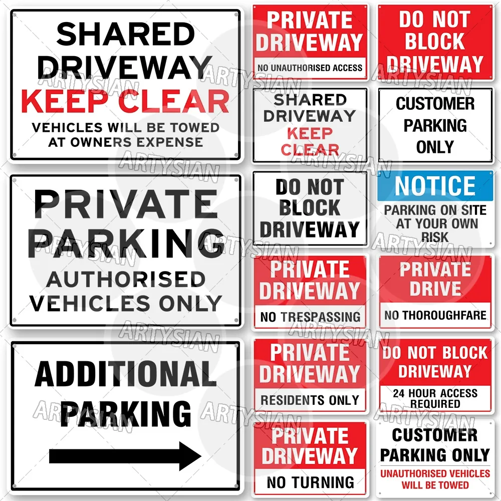 Restricted Parking Warning Metal Sign No Idling Turn Engine Off Private ...