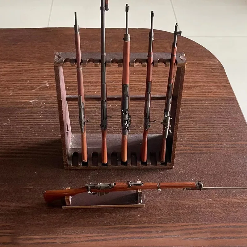 1:6 wooden gun rack rifle display stand, single layer five star gun ...