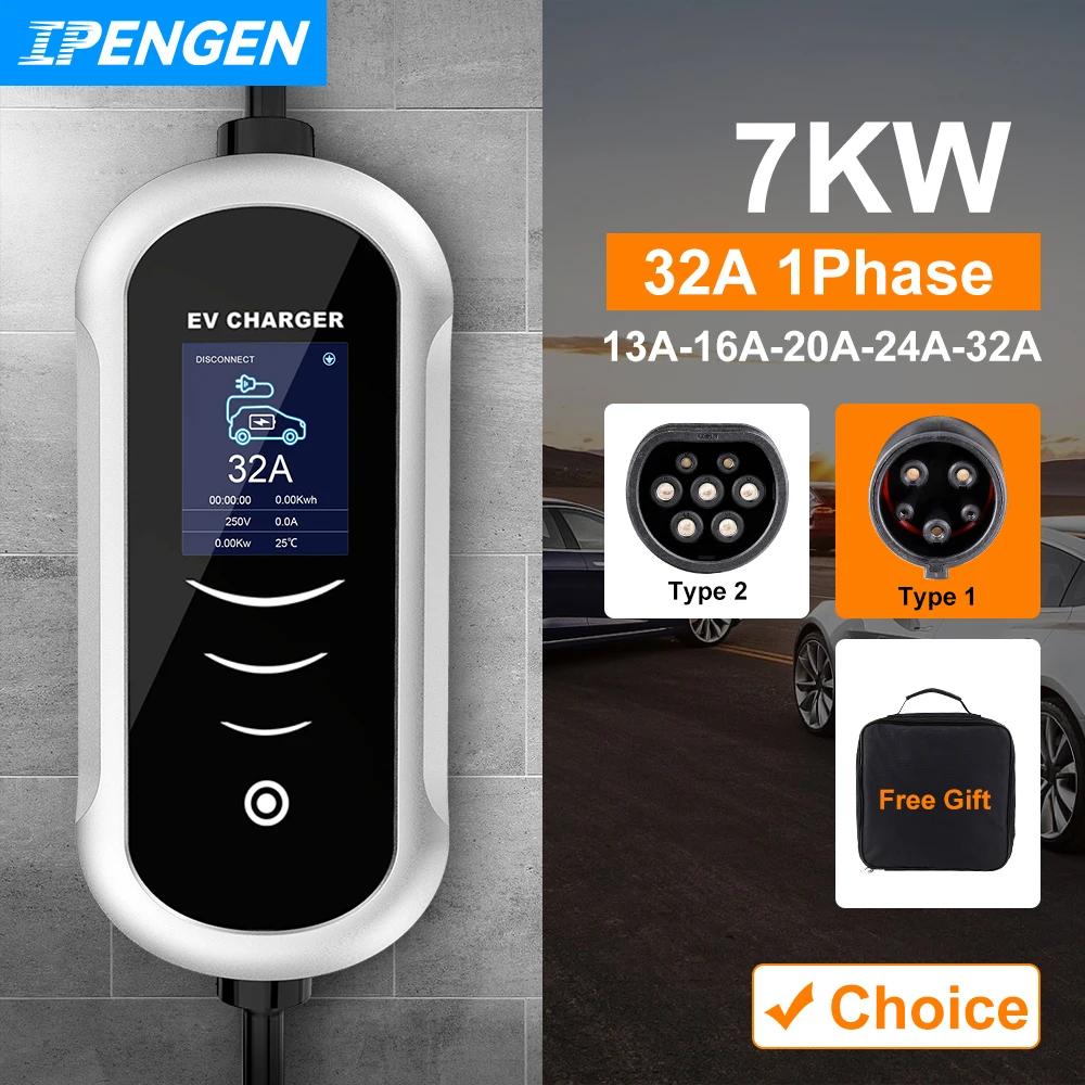 IPENGEN-Portable-EV-Charger-Wallbox-Type2-Cable-32A-7KW-CEE-Plug-EVSE ...