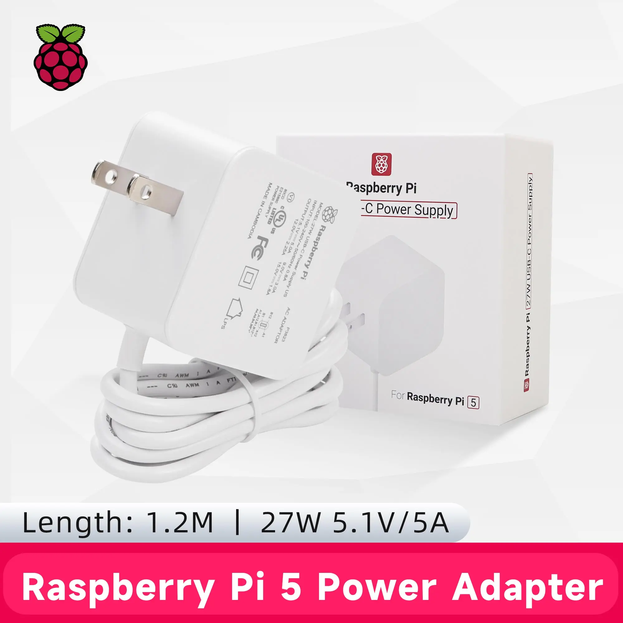 Official-Raspberry-Pi-27W-USB-C-Power-Supply-5-1V-5A-Compatible-for-PD ...