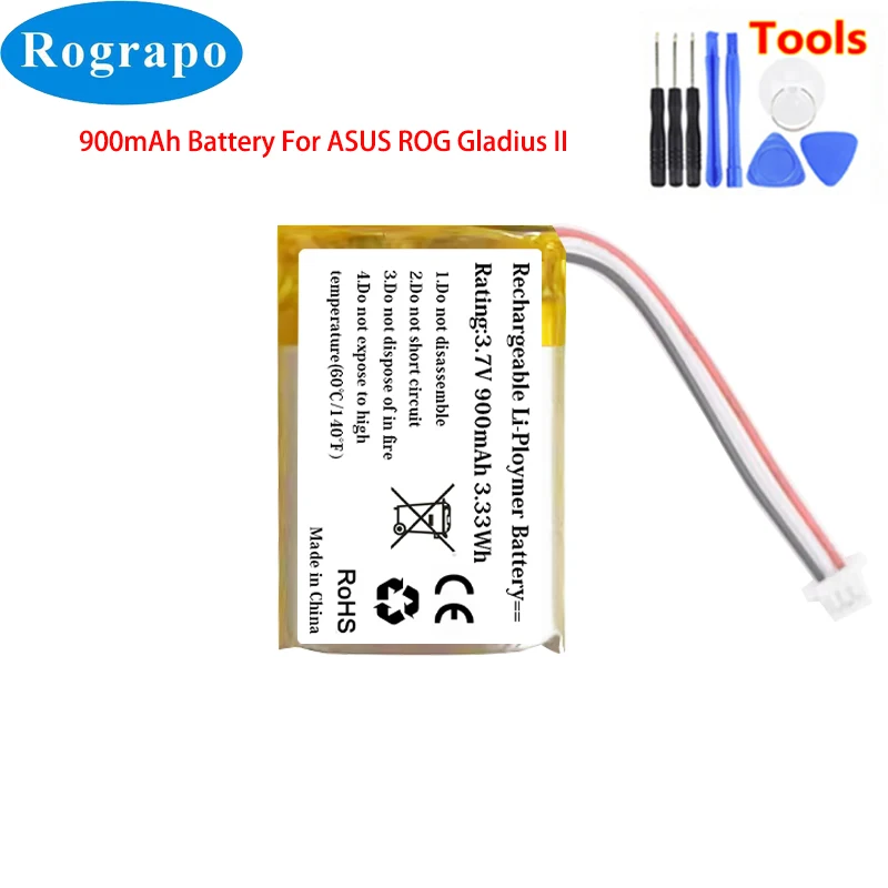 New-3-7V-900mAh-Replacement-Battery-For-ASUS-ROG-Gladius-II-Wireless ...