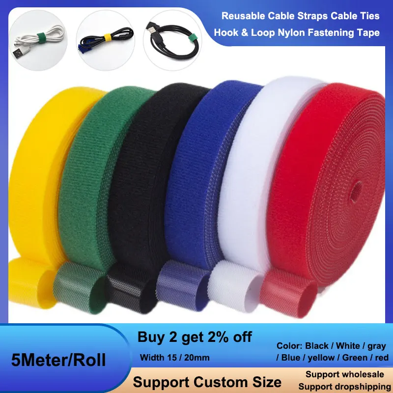 5Meter-Roll-Reusable-Cable-Straps-Cable-Ties-Self-adhesive-Hook-and ...