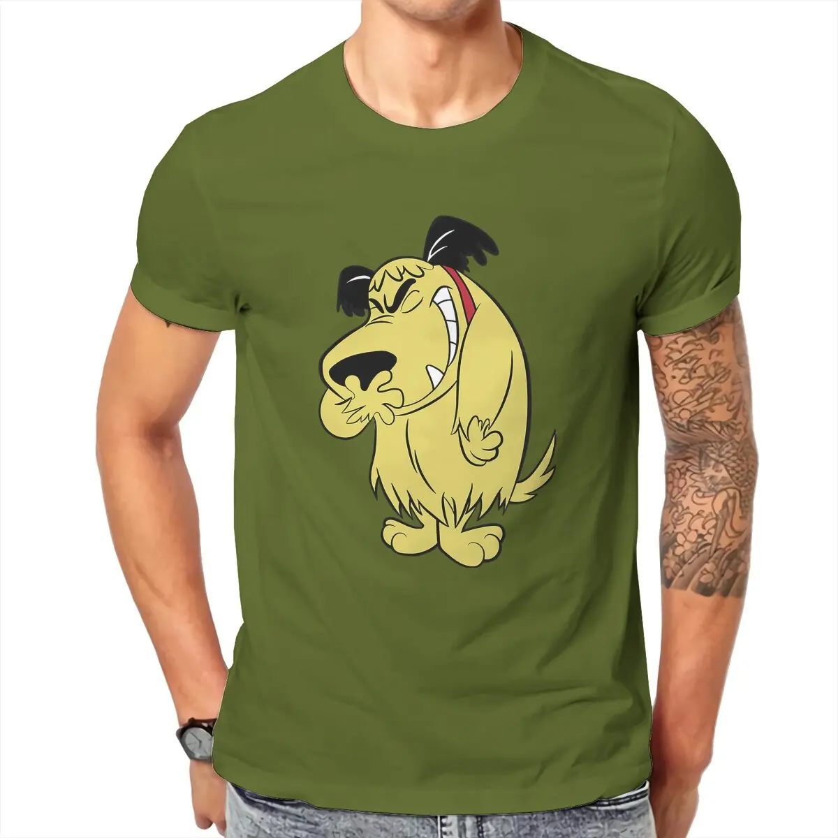 Muttley T Shirt for Men Cotton Vintage T Shirt Wacky Races Mutley Cartoon Laughing Dog Tee Shirt ...