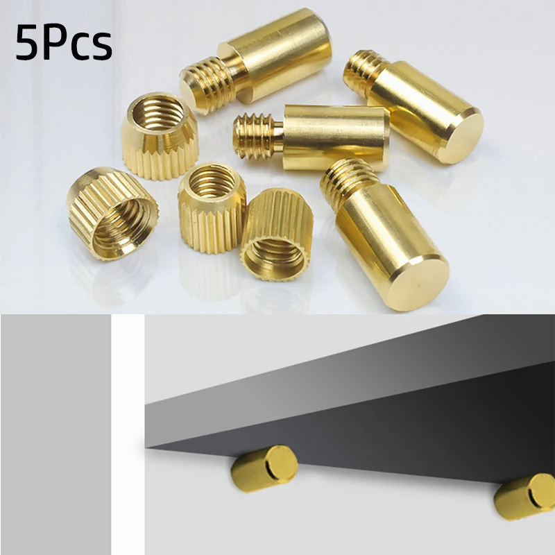 5Pcs-Brass-Brackets-Shelf-Support-Pins-Stud-Peg-Embed-Nut-Screw ...
