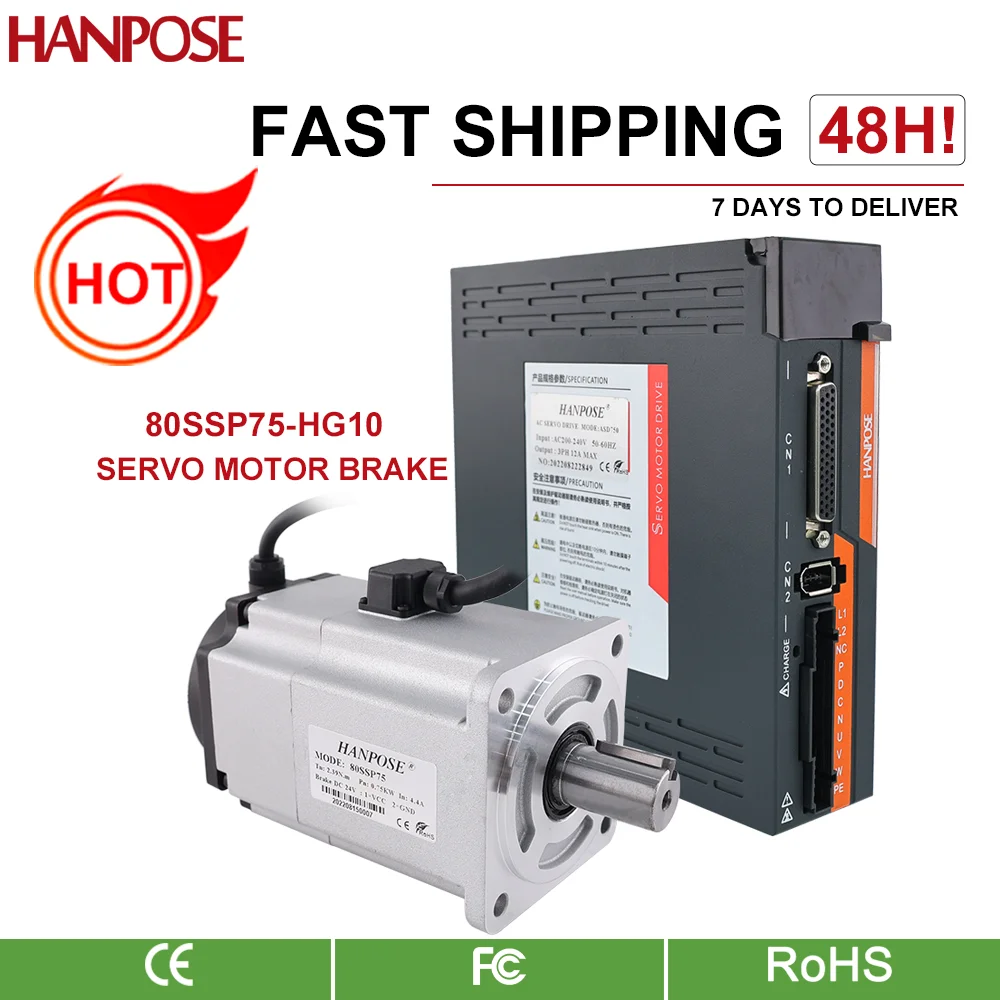 hanpose-80SSP75-2-39N-m-ASD275-Servo-Motor-Drive-AC200V-3M-Encoder ...