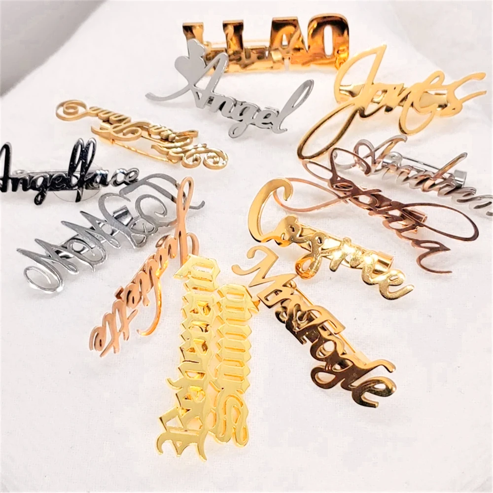 Personalized-Brooch-Pin-Customizable-Badges-Jewelry-Gold-Color ...