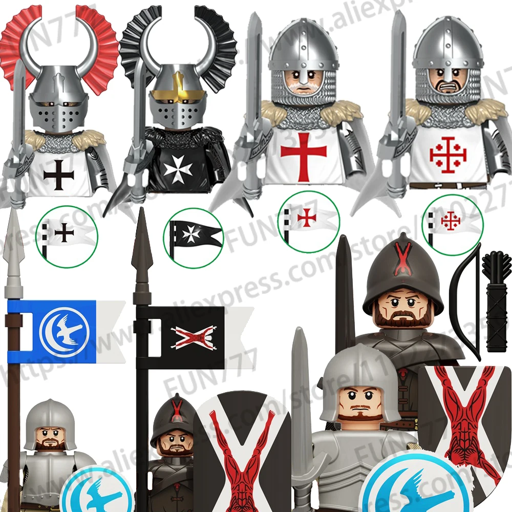 Medieval-Knight-Building-Block-Figures-Bolton-Arryn-Vale-Soldier-Flag ...