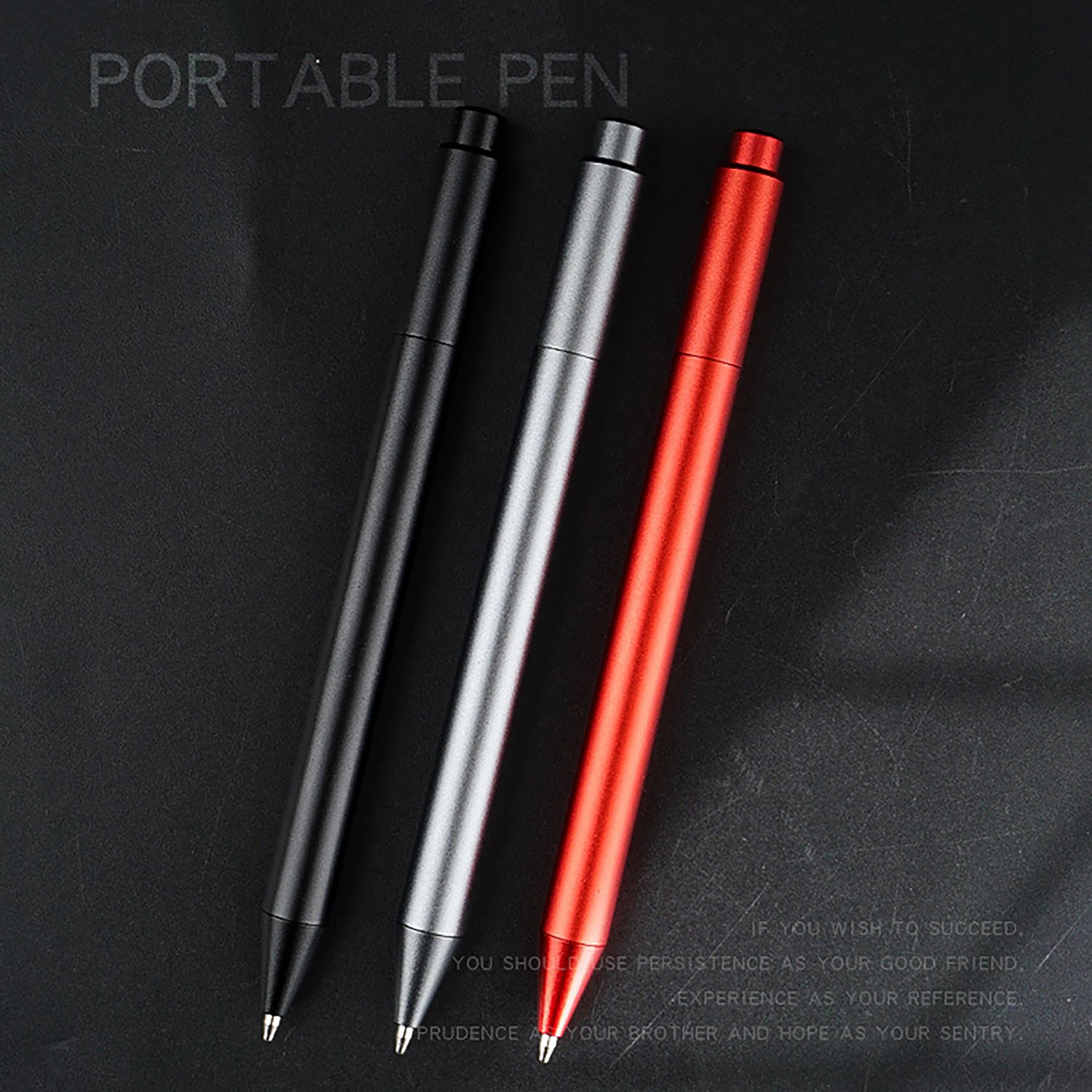 Super fine light CNC Aluminum metal knock ballpoint pen self defence ...