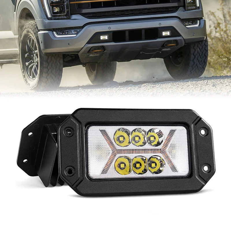 1/2Pcs 12V 6 Inch Flush Mount Work Light 6 LED Spotlight Car Headlights ...