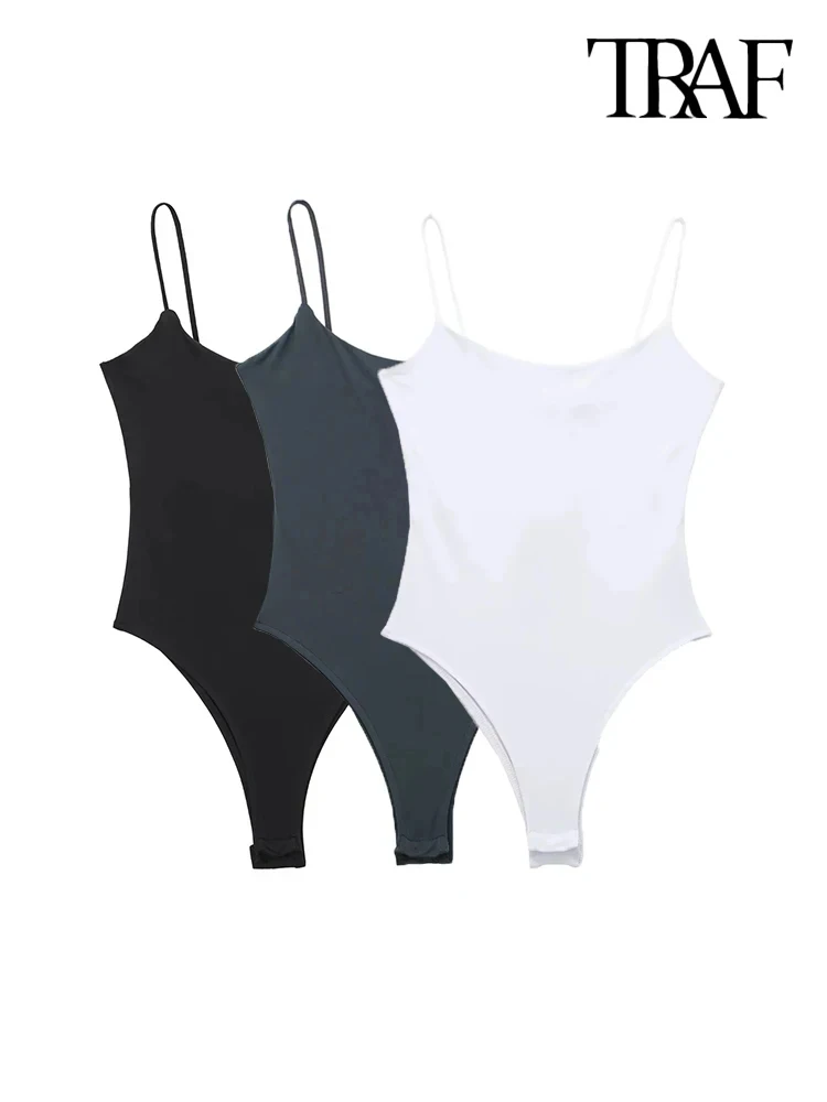 TRAF-Skinny-Bodysuits-for-Women-Backless-Thin-Straps-Snap-button-Female ...