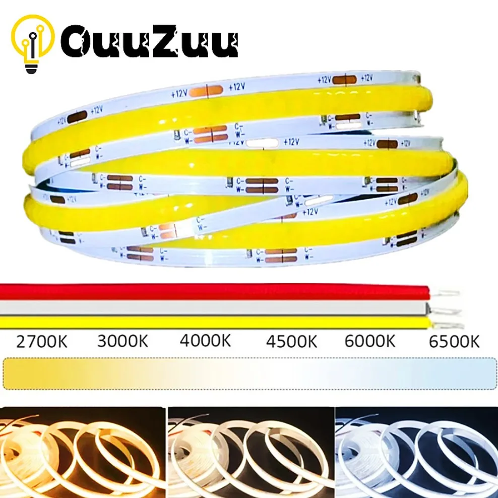 FCOB-CCT-LED-Light-Strip-608-LEDs-High-Density-Flexible-FOB-COB-10mm ...