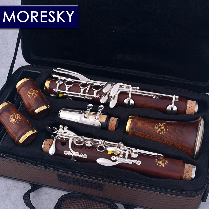 MORESKY-Red-Wood-Professional-Clarinet-Rosewood-Bb-Gold-plated-17-Keys ...