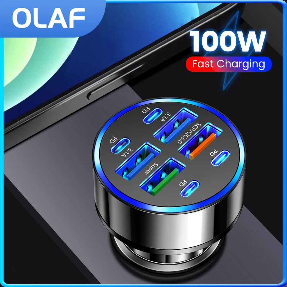 8-Port-Car-Charger-100w-4USB-A-4Type-C-Fast-Charging-Car-Mobile-Phone ...