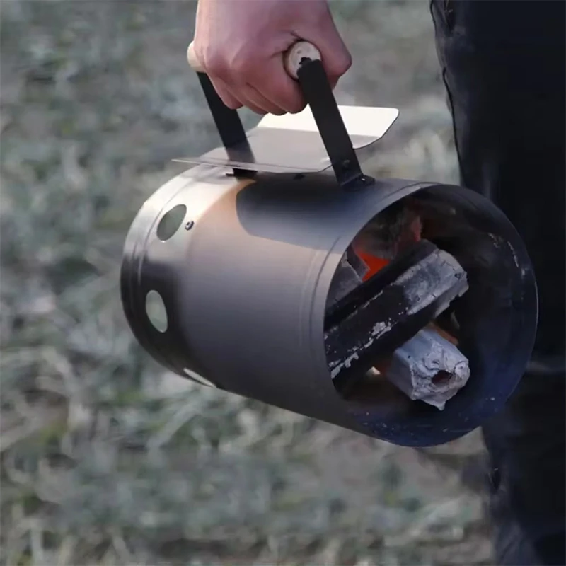 Camping-Barbecue-Charcoal-Barrel-Carbon-Stove-Charcoal-Lighter-Chimney ...