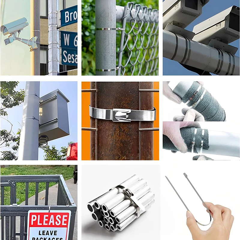 Releasable Zip Ties 40-Piece Stainless Steel Exhaust Wrap Locking Cable ...