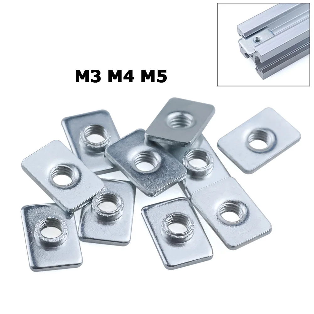 50Pcs M3 M4 M5 T-Nuts Zinc Plated Tee Nuts for V-Slot T-Slot Aluminum ...