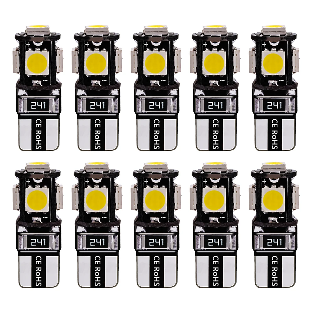 10x T10 W5w Turn Signal Reverse Lights License Plate Light Canbus White ...