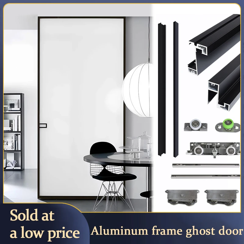 Trackless Ghost Sliding Door Aluminum Frame Glass Kitchen Bathroom ...