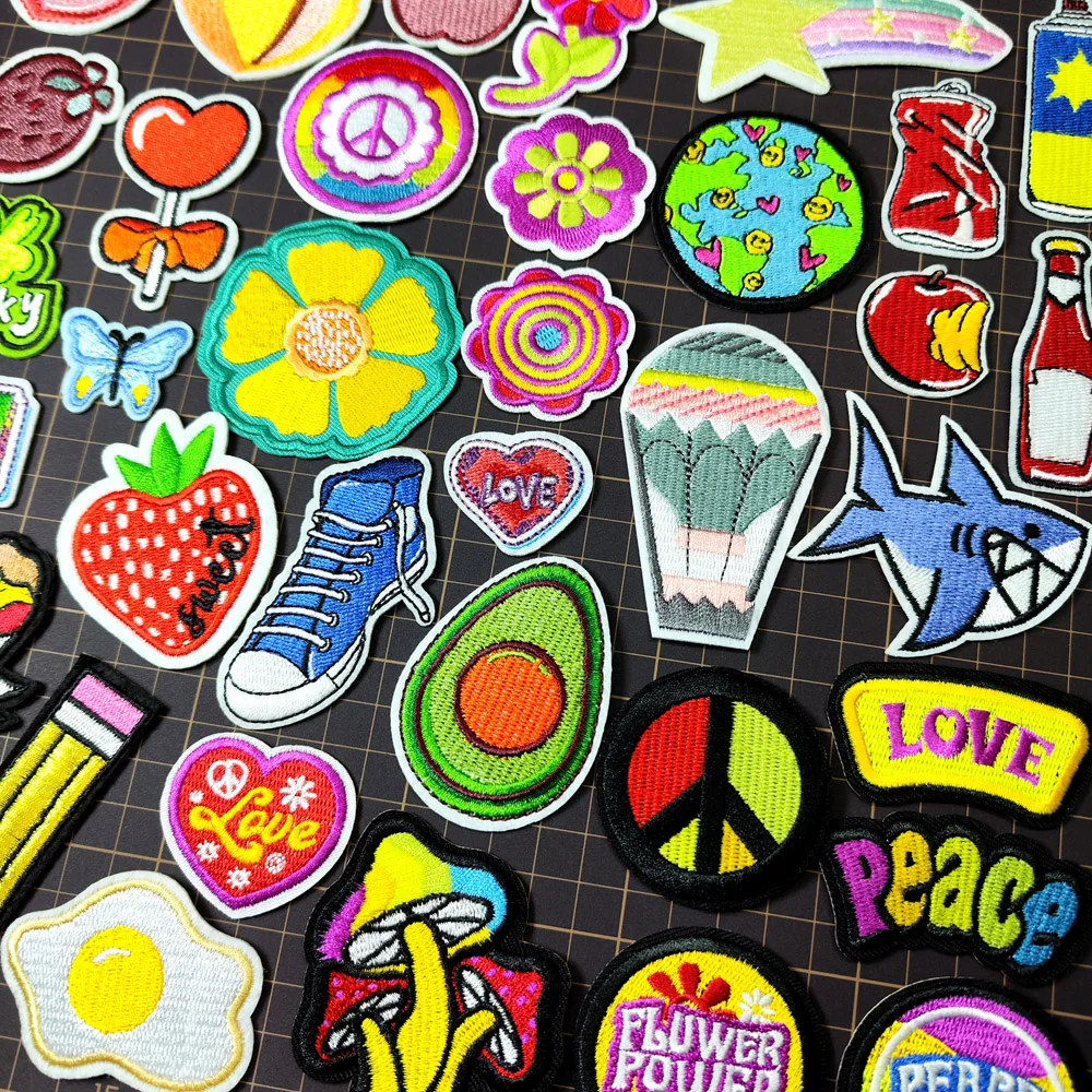LOVE-PEACE-LUCKY-PIZZA-Patch-For-Clothing-Iron-On-Embroidered-Sewing ...
