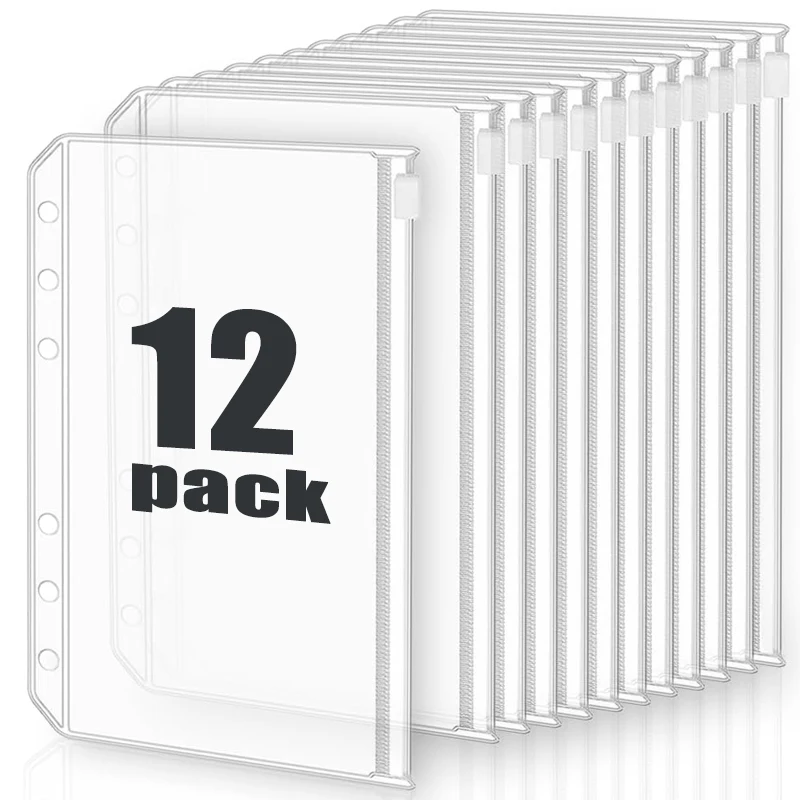 2-6-12Pcs-Waterproof-A6-6-Hole-Binder-Pockets-Waterproof-PVC-Cash ...