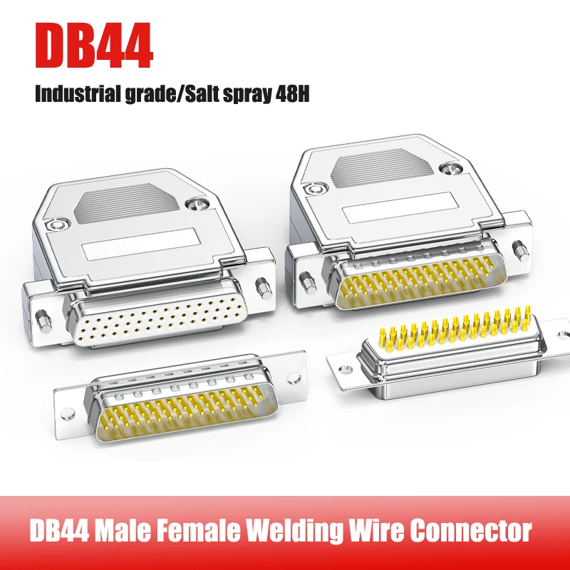 Gold-plated-DB44-Male-Female-Head-Plug-Industrial-3-rows-44-Pin-Welding ...
