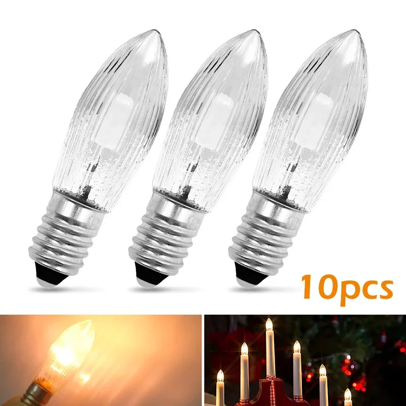 E10 LED Candle Light Replacement Lamp Bulbs for Light Chains 10V-55V AC ...