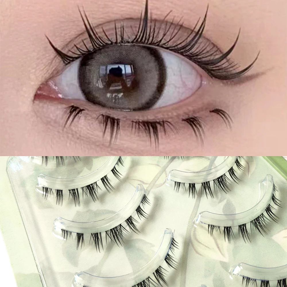 5-Pairs-Thick-Lower-Eyelashes-Clear-Band-Under-Eye-Lashes-Soft-Lower ...