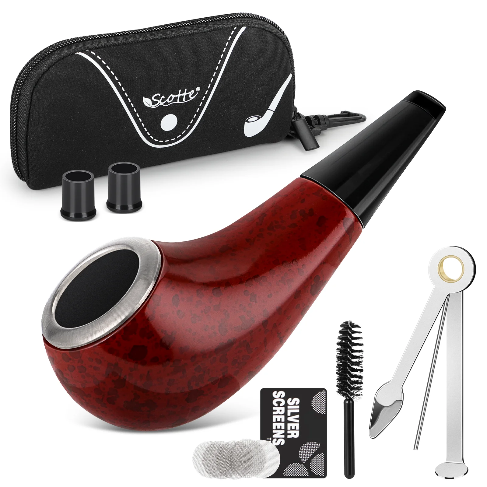 Scotte-Classic-Tobacco-Pipe-Pouch-com-Acess-rios-Vermelho-Dur-vel-S ...
