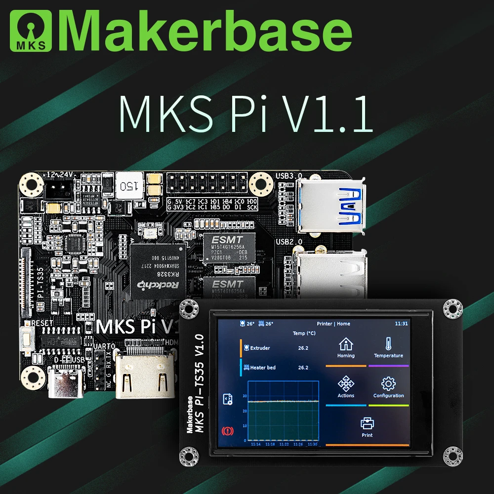 Makerbase mks pi placa com quad-core 64bits soc onboard corre klipper & klipperscreen para voron ...