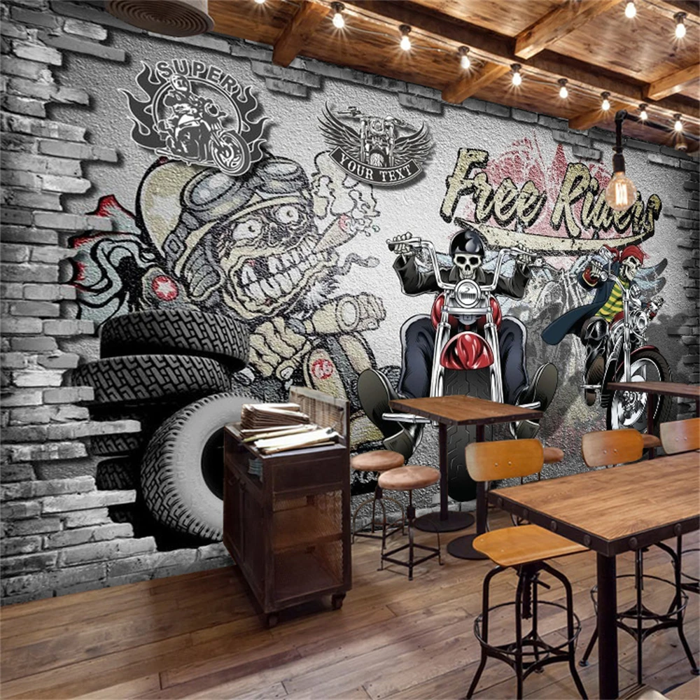 Custom Retro nostalgic mural wallpaper personality ktv bar Internet ...