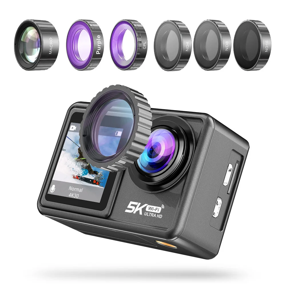 Action Camera 5K 30FPS 4K 60FPS EIS With Optional Filter Lens 24MP ...