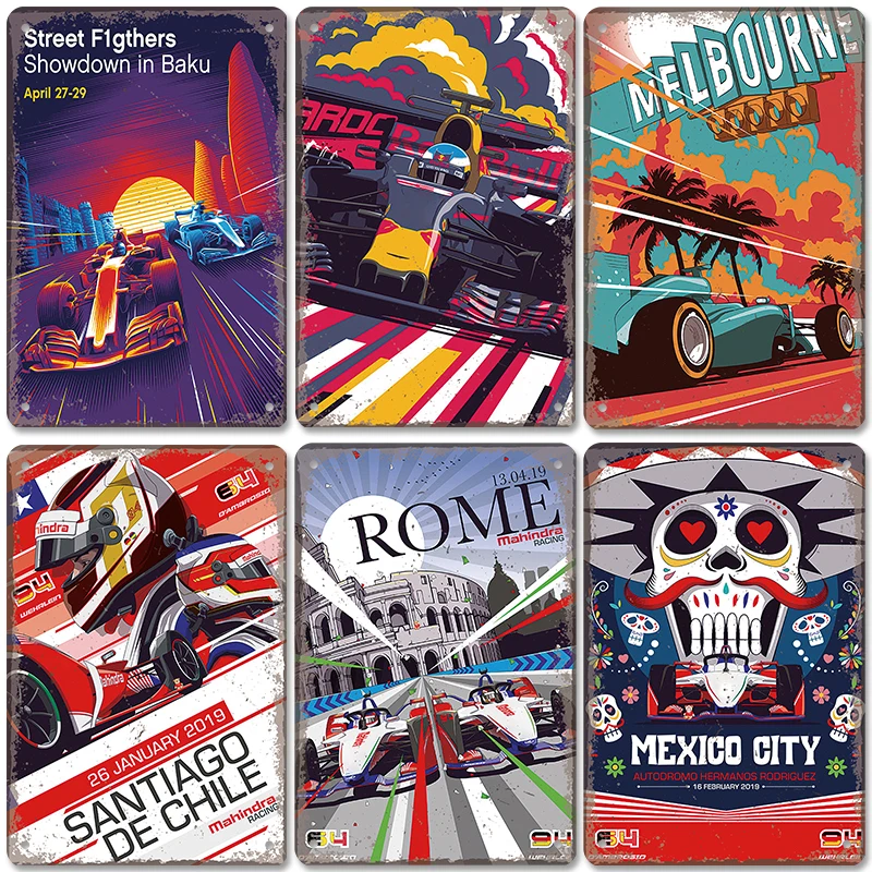 Vintage Car Wall Art Decor | Racing Car Vintage Posters | Vintage Metal ...