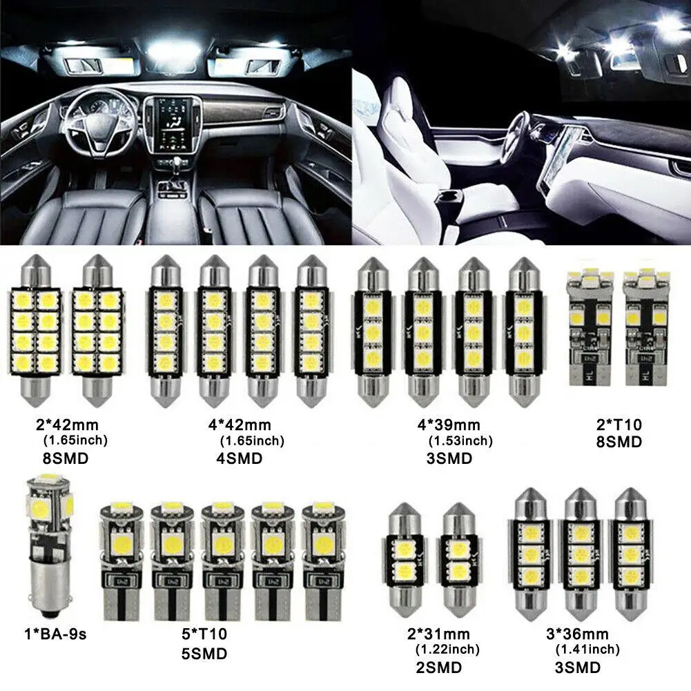 23pcs-Led-Car-Light-Bulb-T10-Interior-Map-Dome-Trunk-License-Plate ...