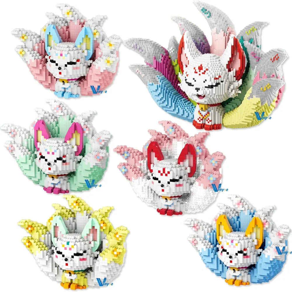 64cm-Nine-tail-Fox-Spirit-Building-Block-Assembled-Cartoon-Animal-Model ...