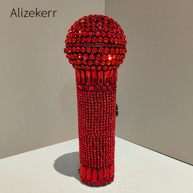 Alizekerr Microphone Shaped Rhinestone Evening Bags Women Gorgeous ...