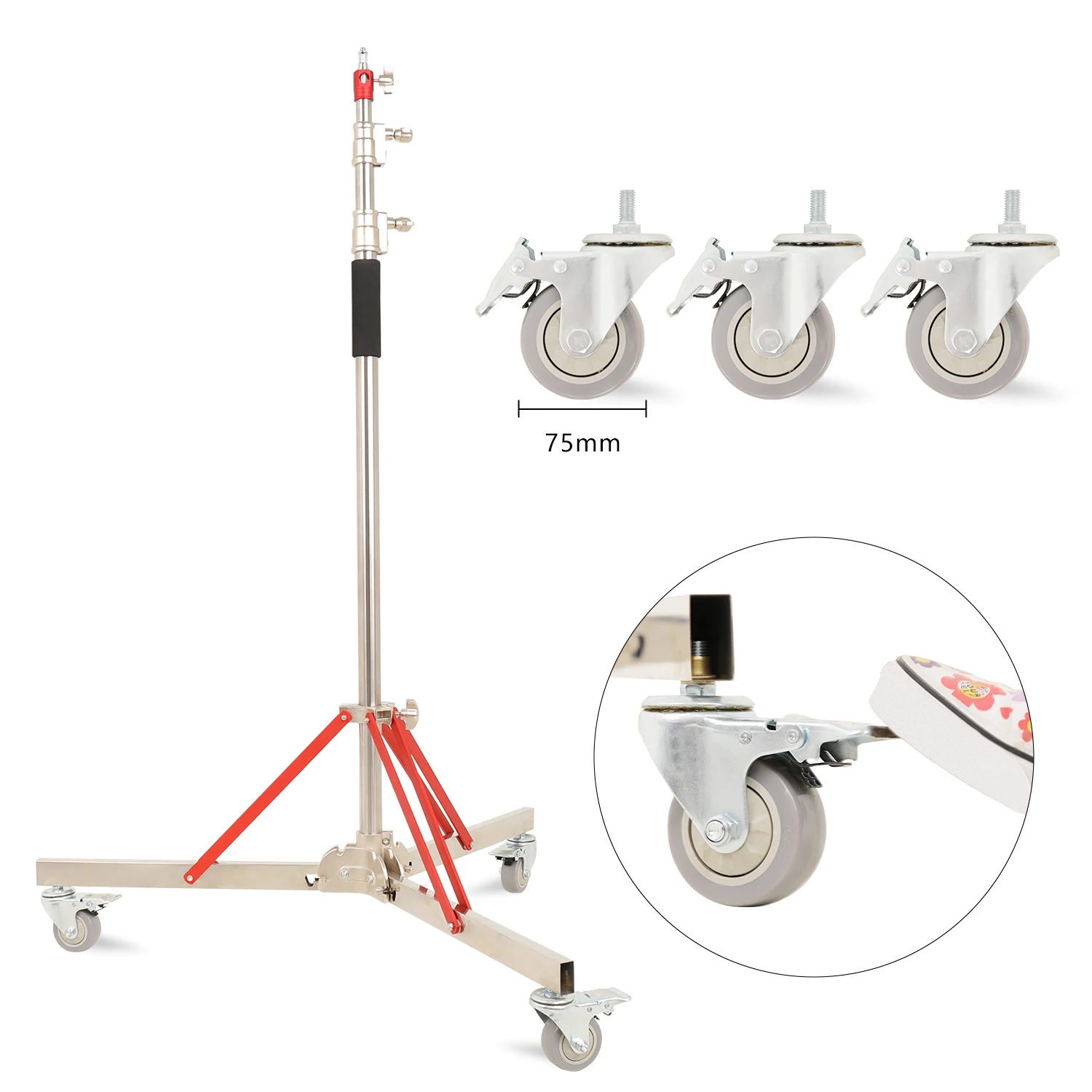 Heavy-Duty-Stainless-Steel-Photography-C-Stand-Base-With-Wheels ...