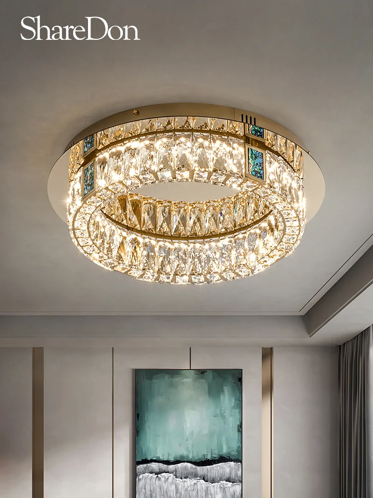 Crystal-ceiling-lamp-master-bedroom-light-luxury-modern-minimalist ...