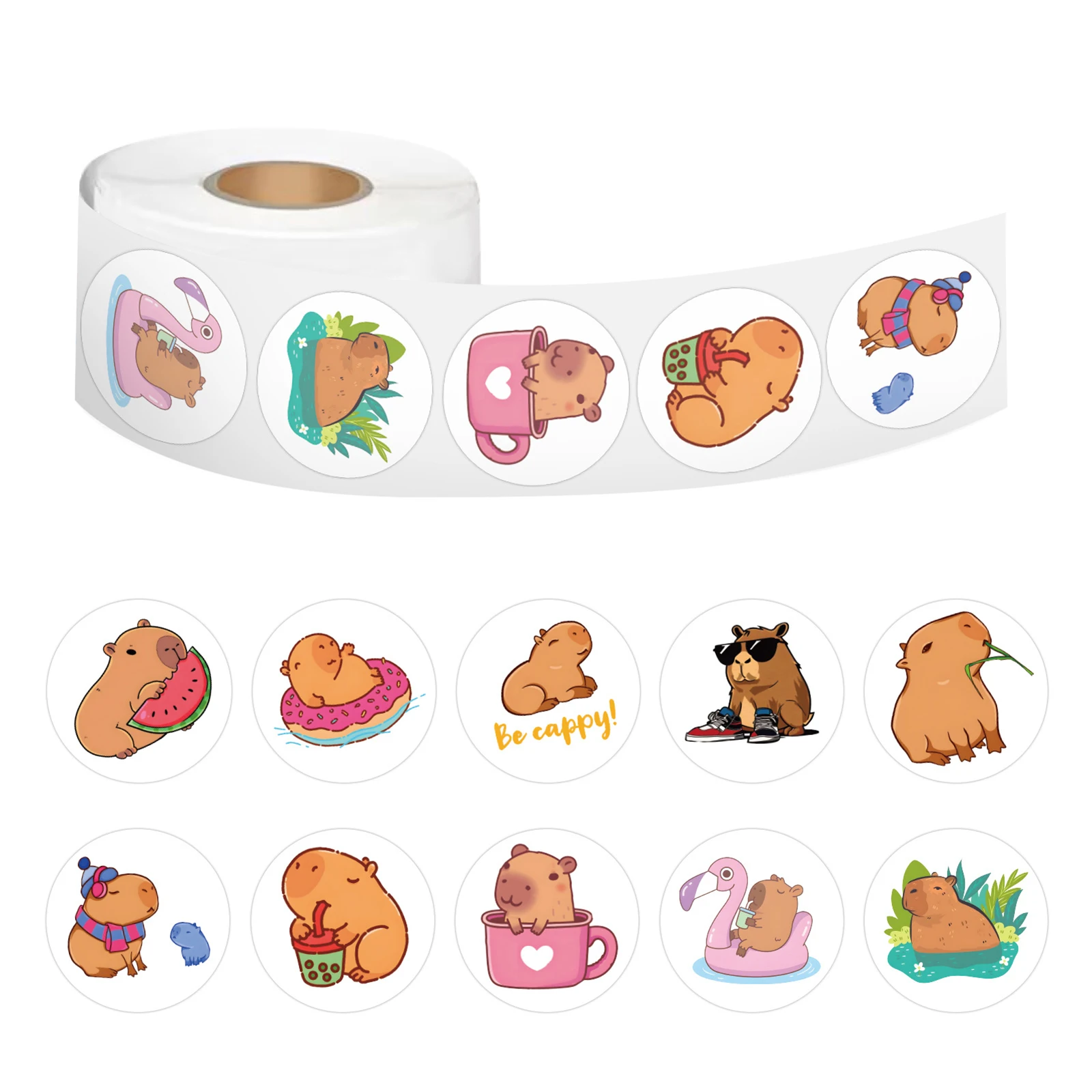 100-500pcs-Cute-Plump-Capybara-Cartoon-Brown-Animals-Stickers-DIY ...