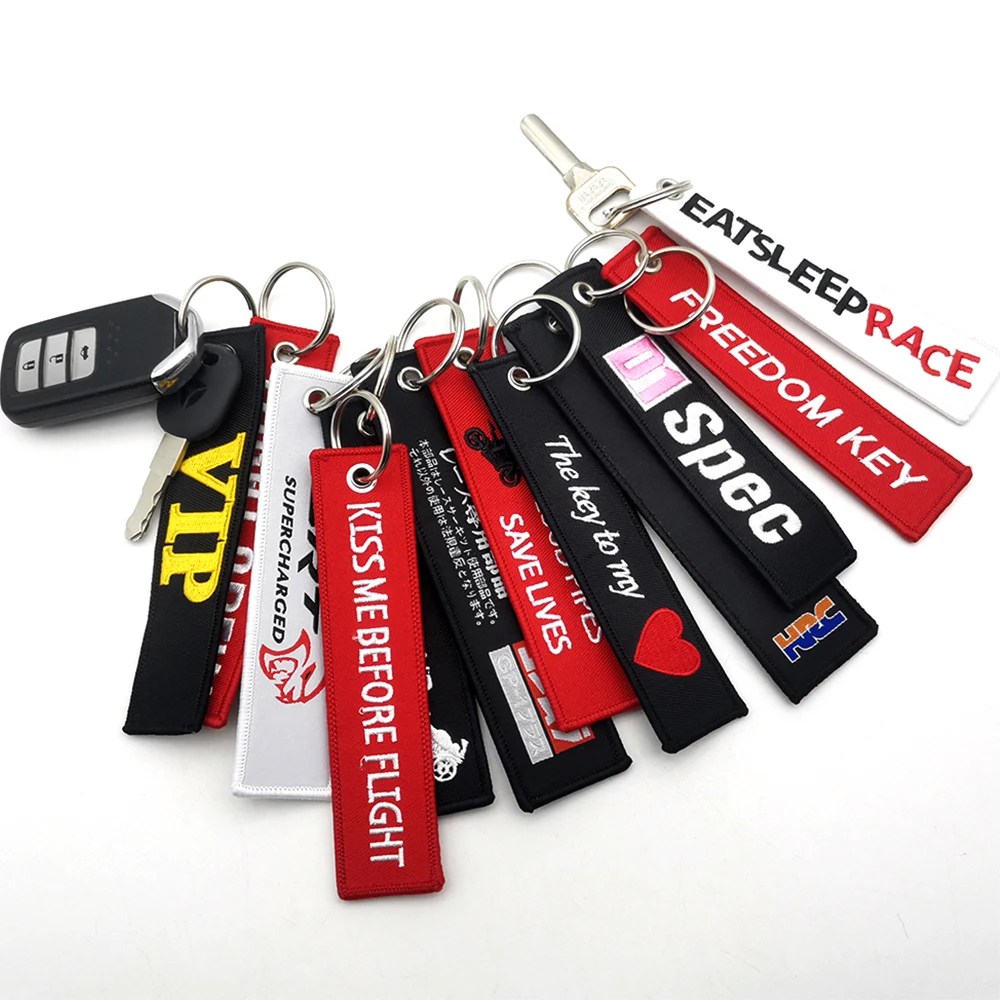 1PC Keyring JDM Embroidered Woven Key Tag Luggage Label Jet Tag Key ...