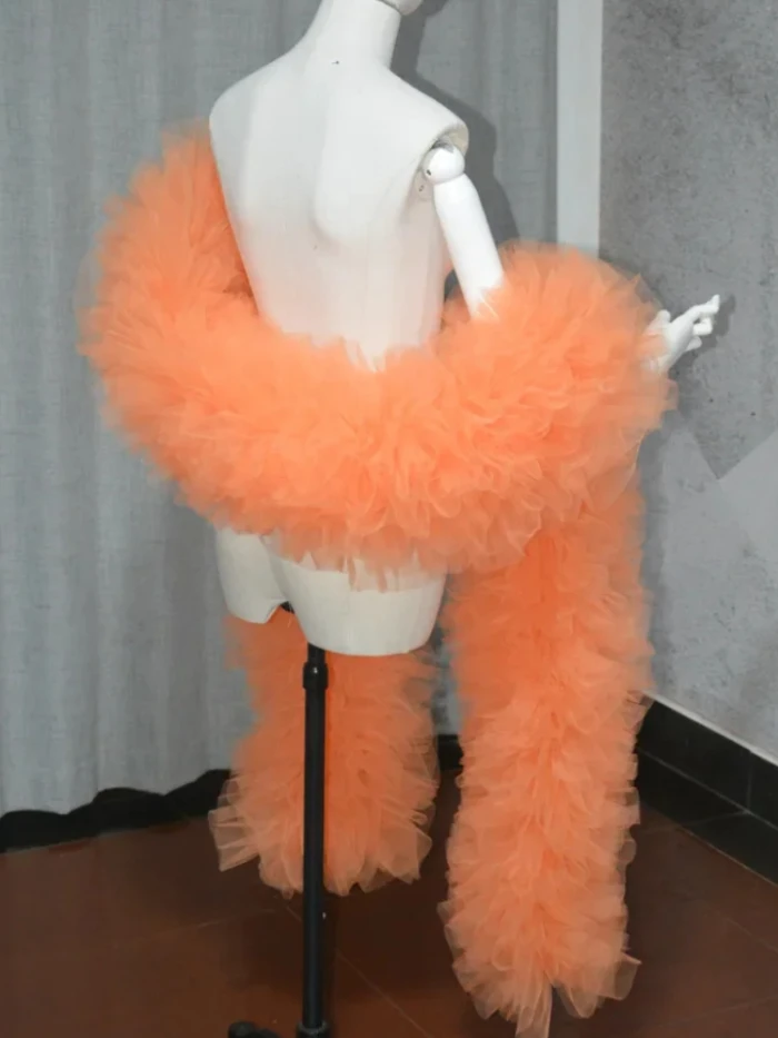 Soft Tulle Boa, Ruffled Layered Fluffy Tulle Shawl, Wedding Accessories ...