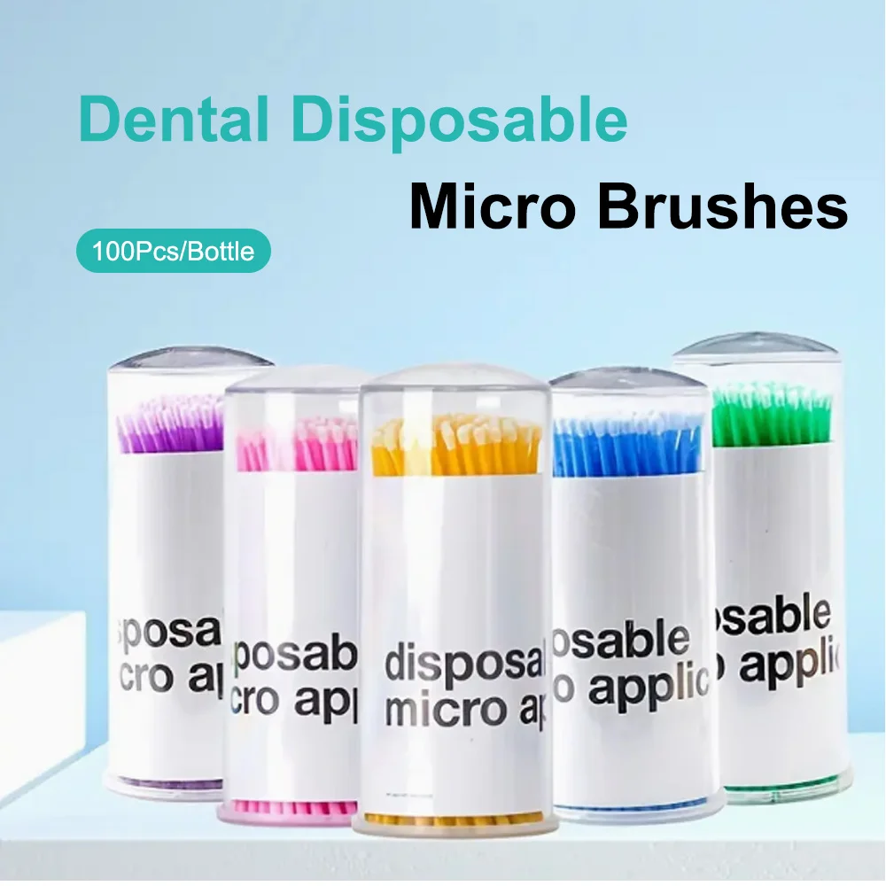 100Pcs-Bottle-Dental-Disposable-Micro-Brushes-Applicators-Micro-Brush ...