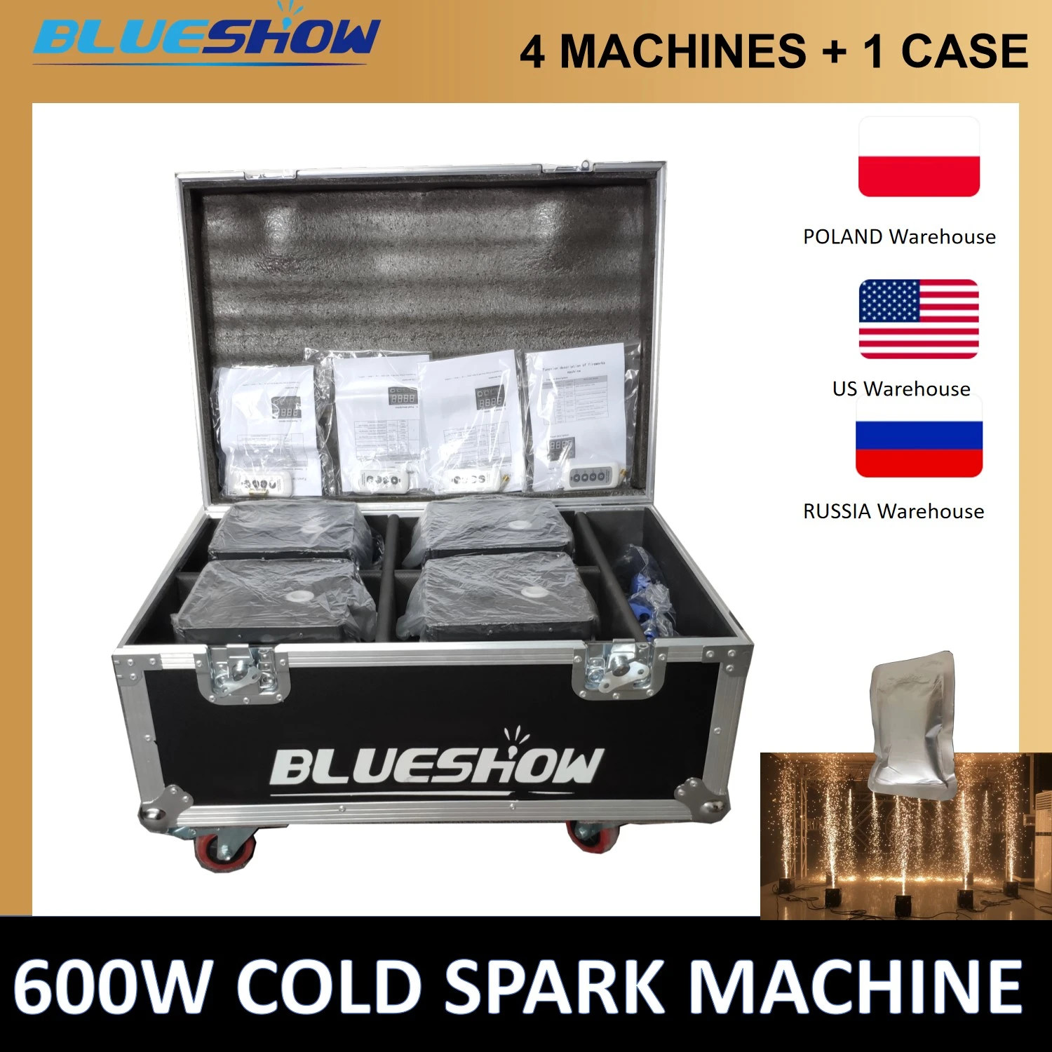 1~4pcs 600w Cold Spark Machine With flightcase DMX Remote Cold Firework ...