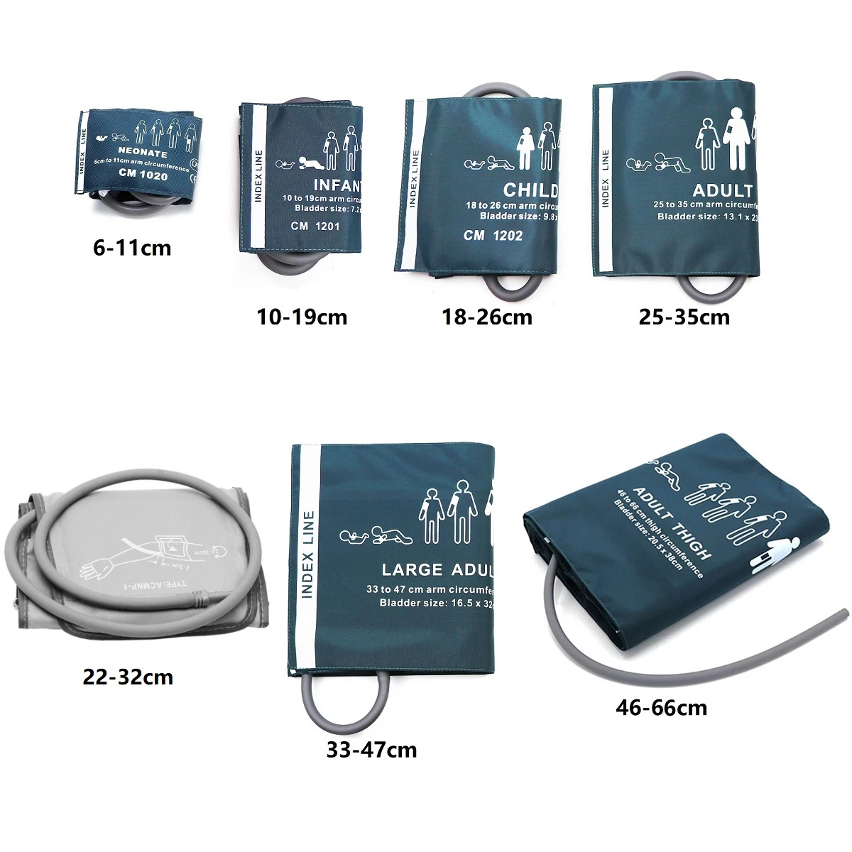 6 Size Of Cuffs Neonatal Infant Child Adult Blood Pressure Meter ...
